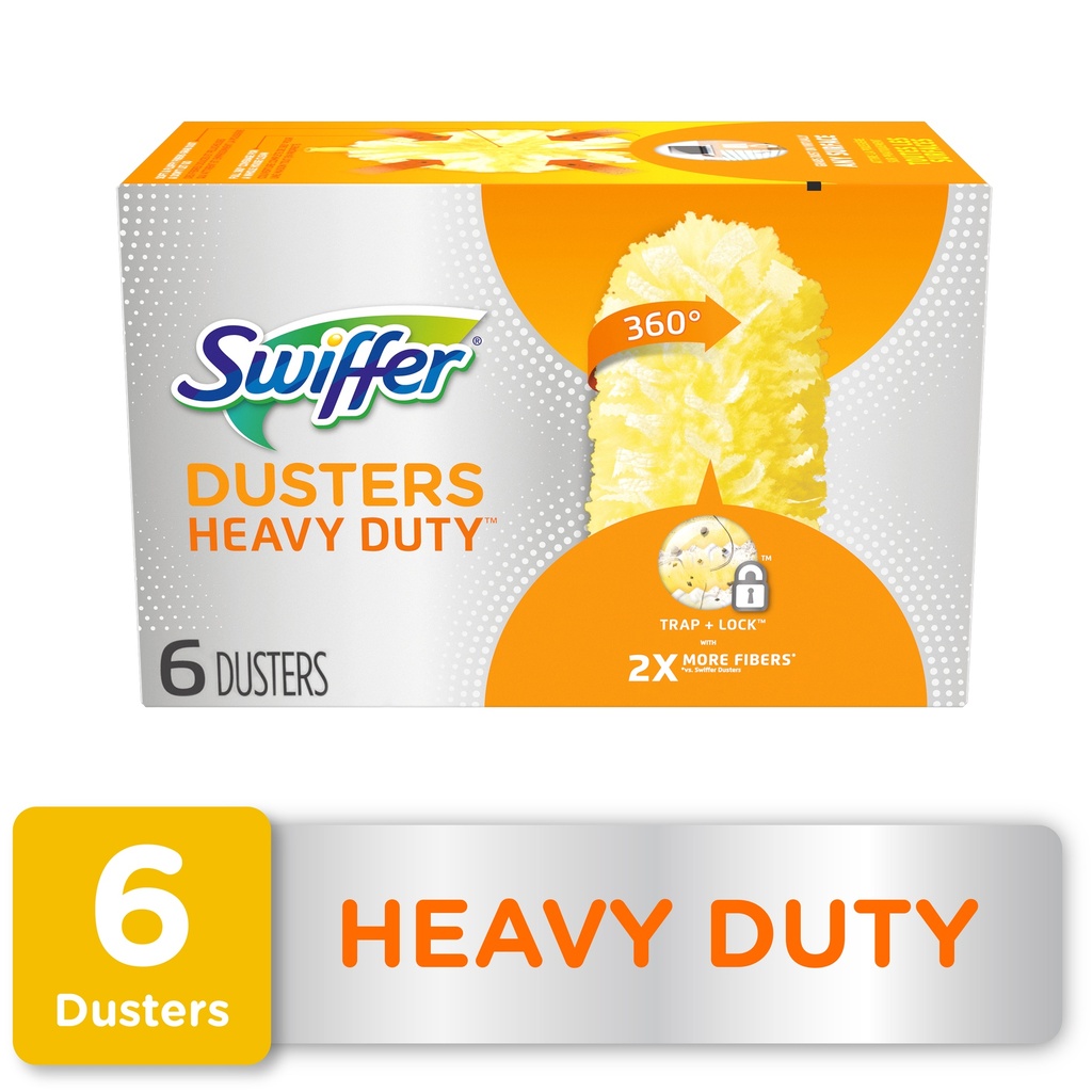Heavy Duty Dusters Refill, Dust Lock Fiber, Yellow, 6/Box, 4 Boxes ...