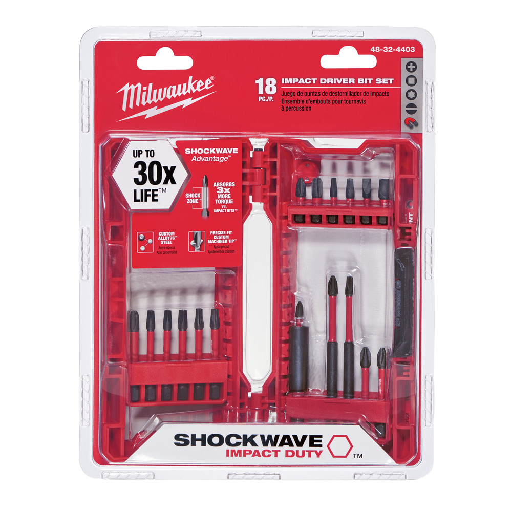 Milwaukee Shockwave Assorted 1/4 in. Hex Impact Driver Bit Set 18 Pc ...