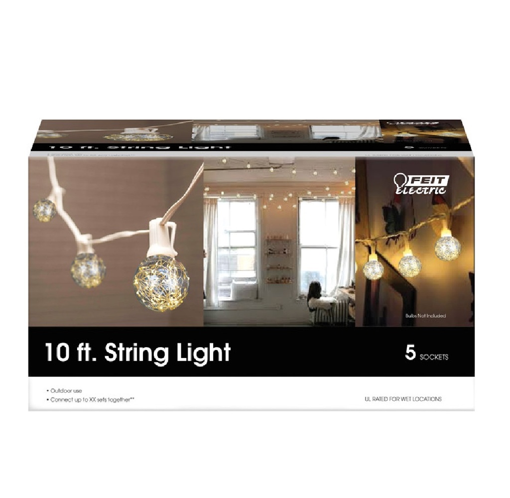 Feit LED Mix N Match Socket String Light Strand Clear 10 Ft. 5 Lights ...